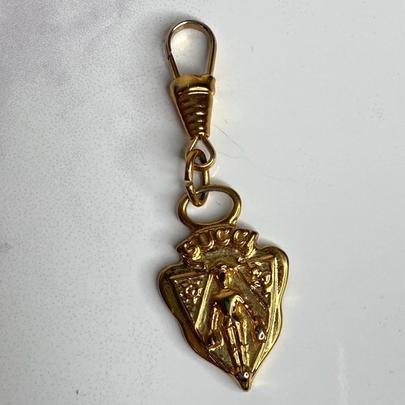 Gucci | Jewelry | Vintage Gucci Gold Tone Knight Crest Shield Replacement Zipper Pull Charm Fob ...